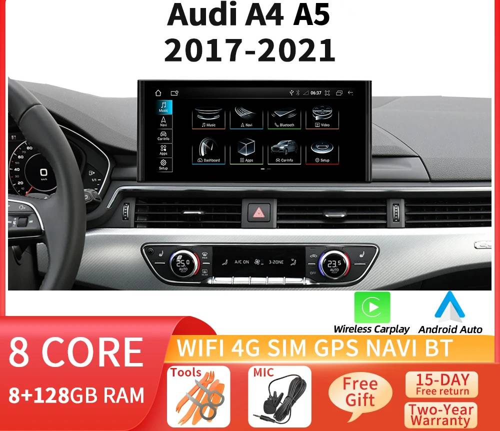 8 Core Android 13 System Car Radio For Audi A4L A5 2017+ WIFI 4G 8 ...
